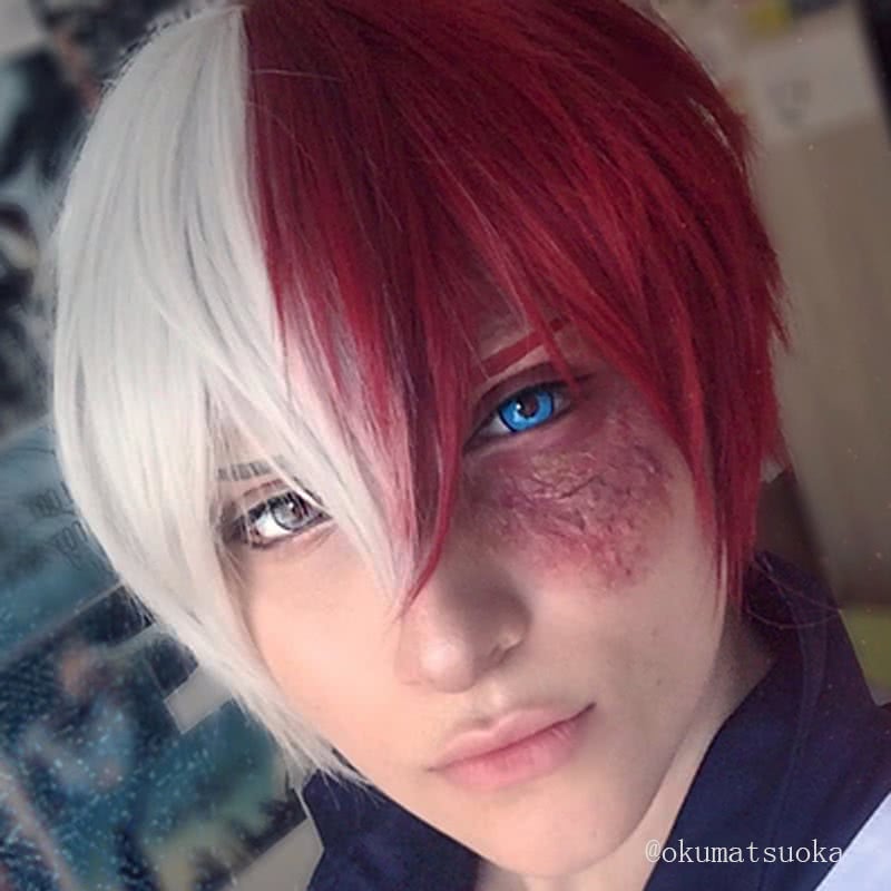BNHA MHA Shōto Todoroki Anime Cosplay Wigs White Mix Red Wigs – Cosplay ...